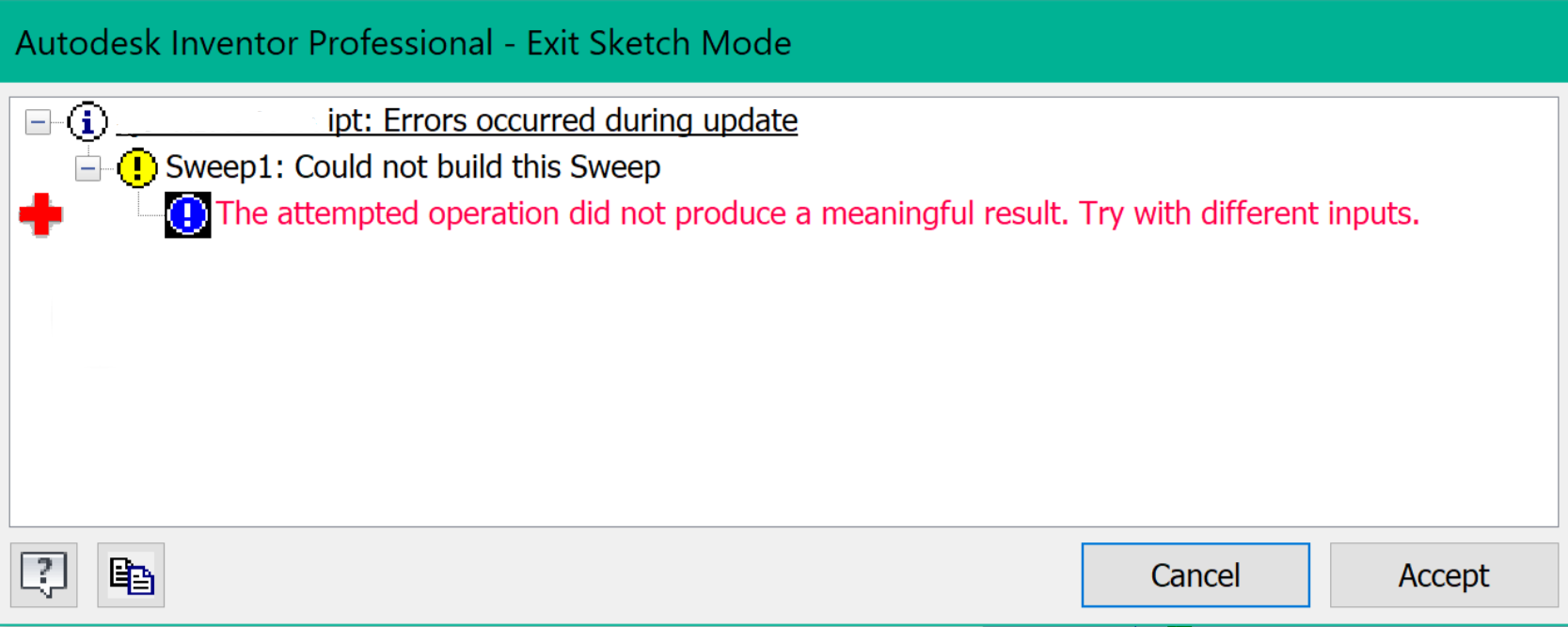 Solid Sweep gives an error and freezes Inventor with specific sketch ...
