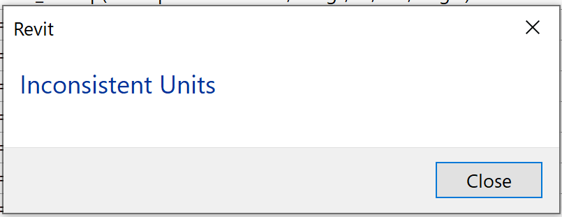 "Inconsistent units" when creating formula for calculation in a family in Revit