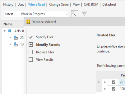 Not all parent file names are listed in the Vault Client Replace wizard