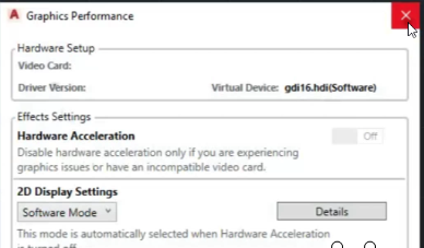 AutoCAD Product does not recognize the graphics card