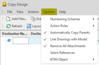 Vault Copy Design中是否存在操作设置选项的限制？
