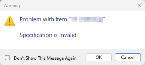 "Problem with Item - Specification is Invalid" when editing items in ...