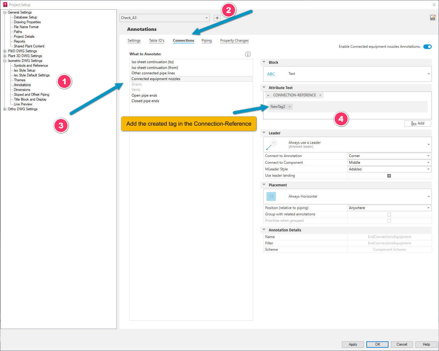 Isometric drawing shows only equipment tag, without the nozzle tag and ...