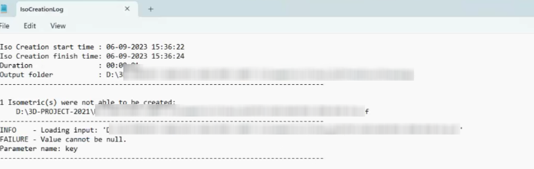 "FAILURE - Value cannot be null" when creating an isometric drawing in AutoCAD Plant 3D