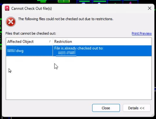 The file is already checked out." when user checks out file from Vault