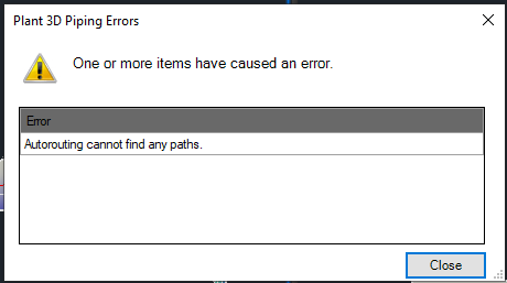"Autorouting cannot find any paths" error message when using the option Weld gap in AutoCAD Plant 3D