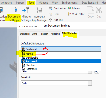 Bill of material (BOM) is not showing components for an item that has an Inventor Assembly (IAM ...