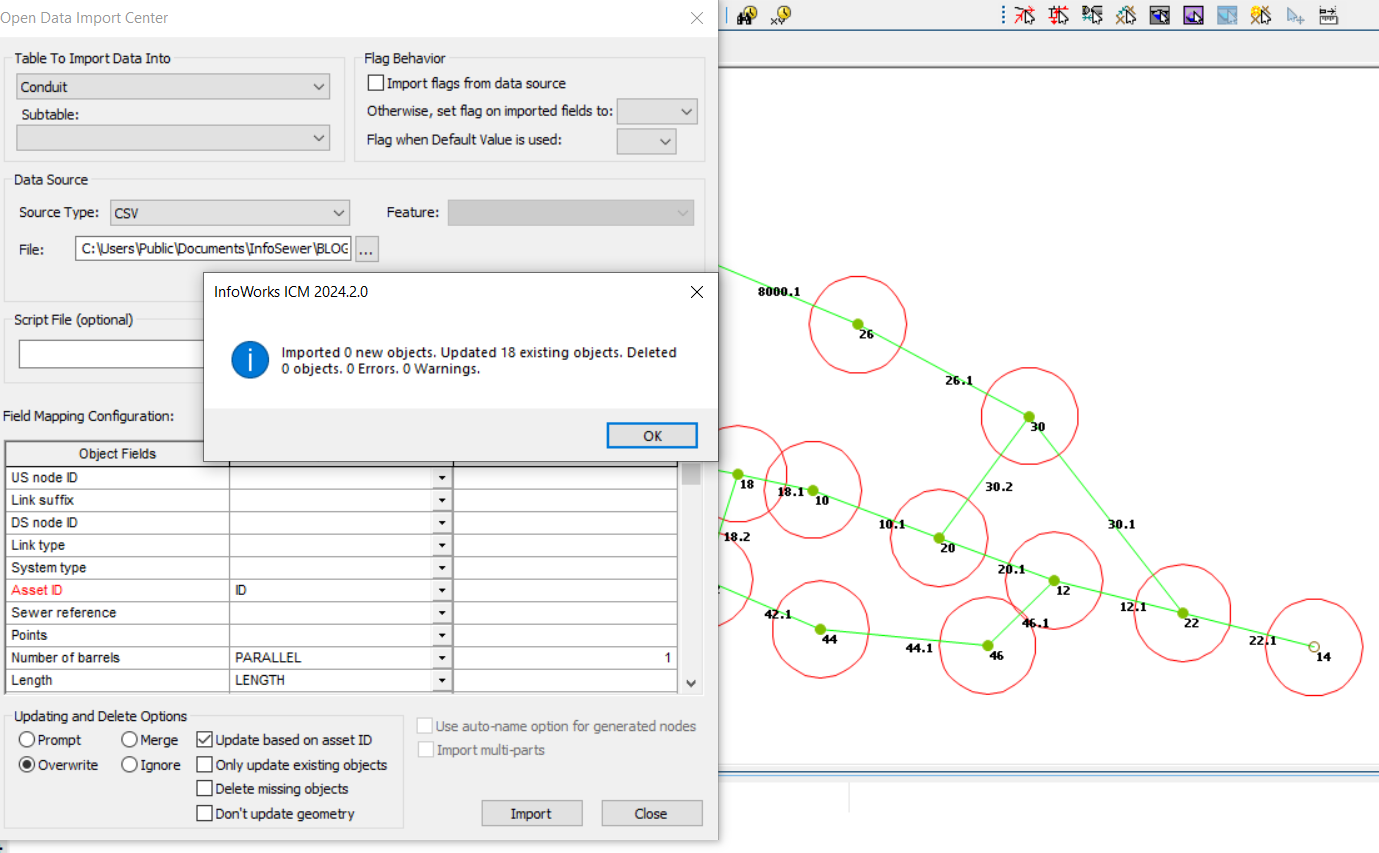Importing InfoSewer to InfoWorks ICM - Step 4: Import Link Hydraulics using ODIC
