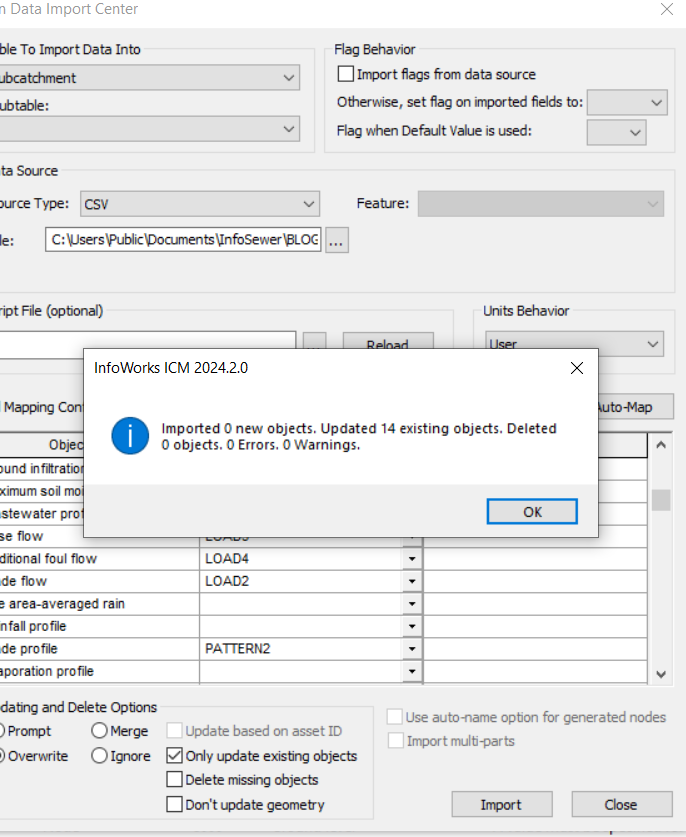 Importing InfoSewer to InfoWorks ICM - Step 7: Import Subcatchment Loadings