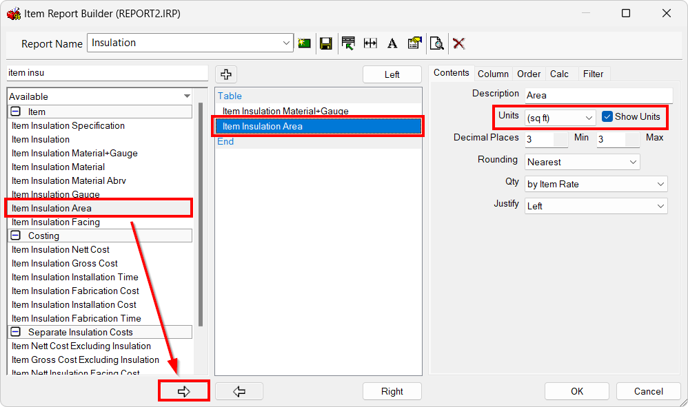 How to to print square footage of liner in CAMduct