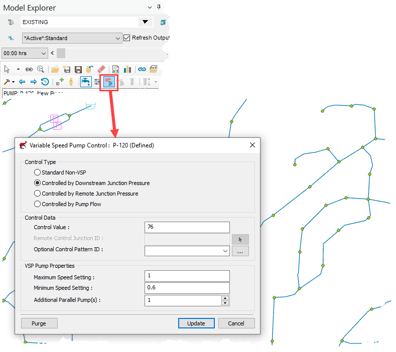 How to set up a Variable Speed Pump (VSP) in InfoWater Pro