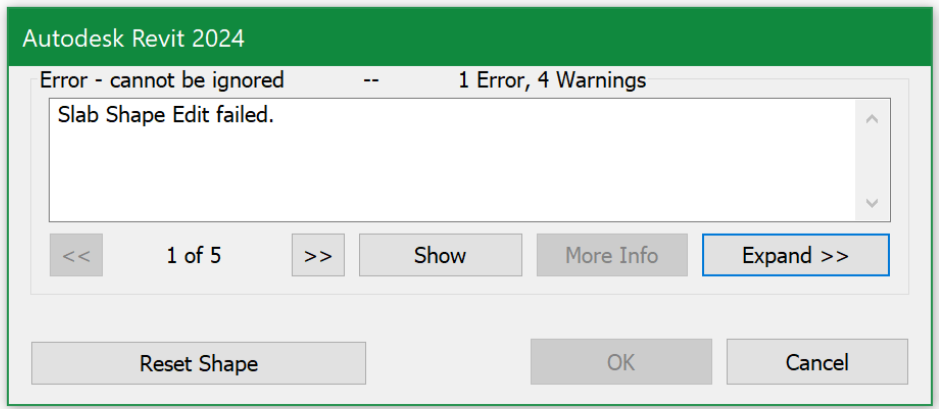 "Slab Shape Edit Failed" when using Link topography in Revit