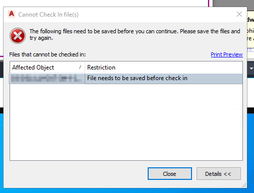 Can't check in AutoCAD Mechanical file into Vault Pro 2018