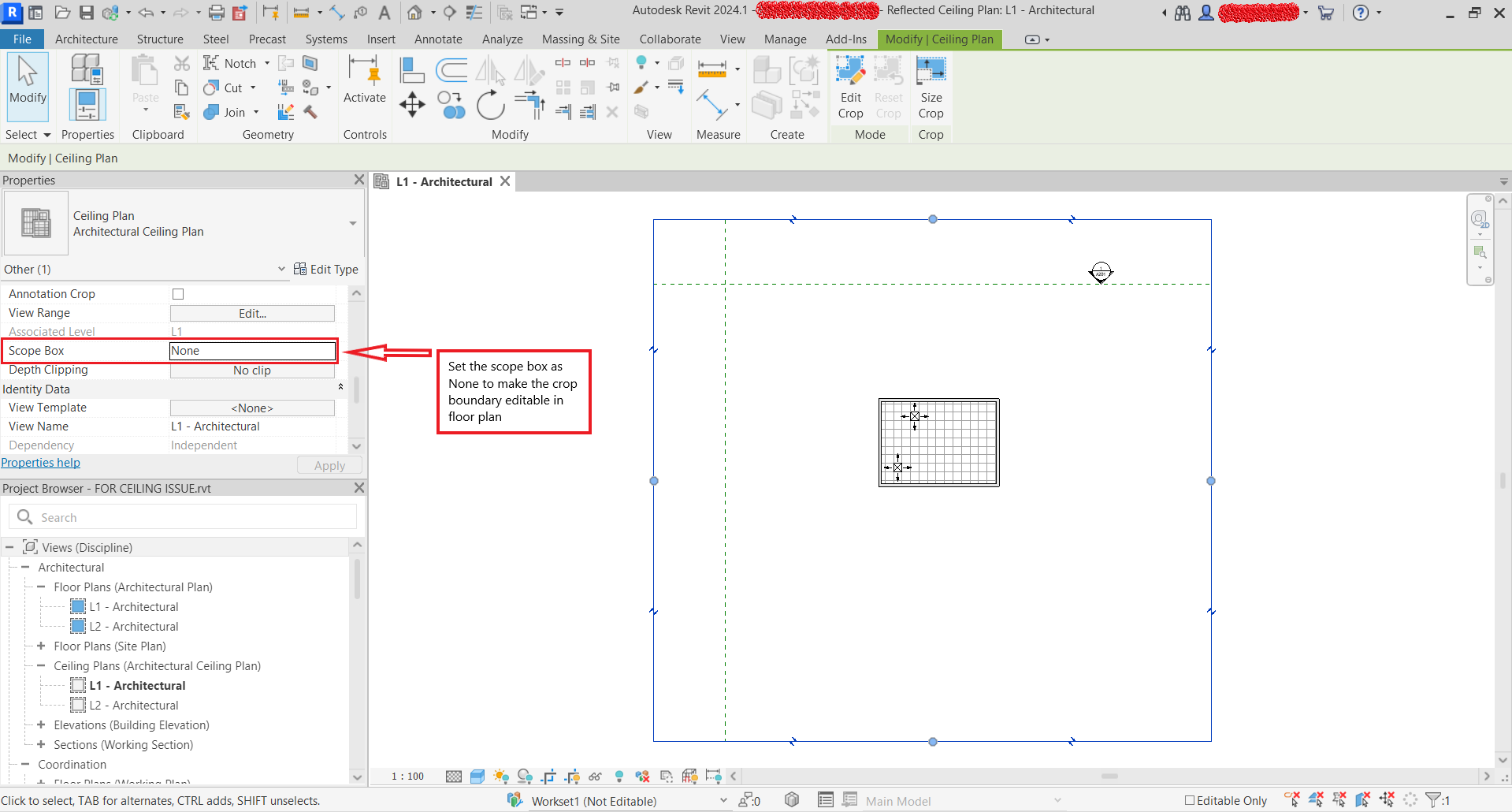 Unable to edit Crop Region in Revit