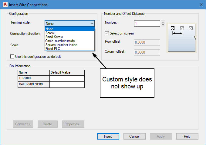 How to create a custom wire connection style in AutoCAD Electrical