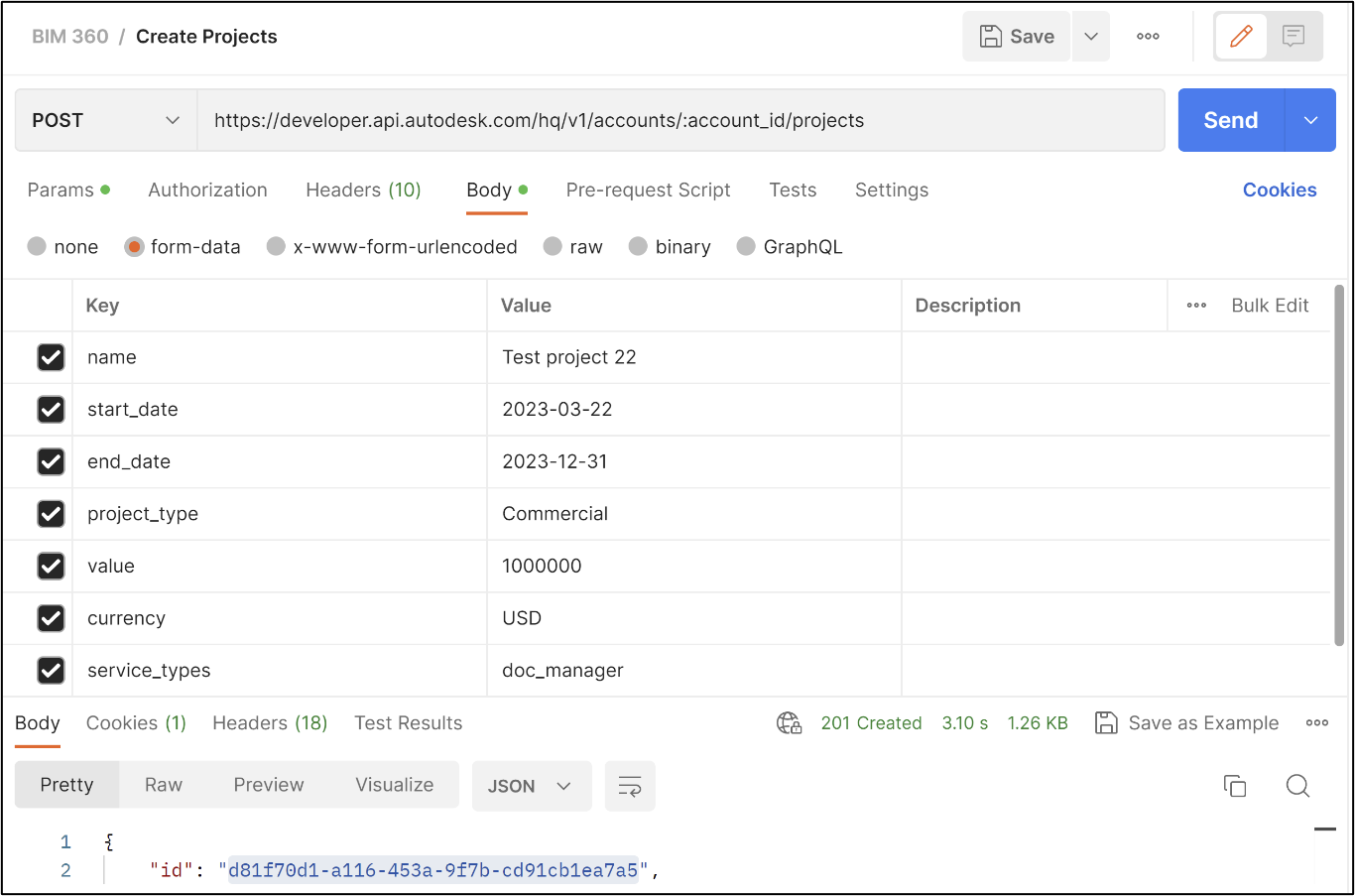 Unable to create new BIM 360 projects and activate services using Forge API workflow