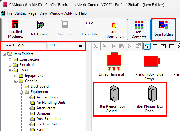 How to create a Filter Box item with adjustable Inlet in CAMduct