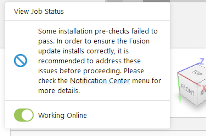 "The following installation prechecks failed..." during Fusion 360 installation or update