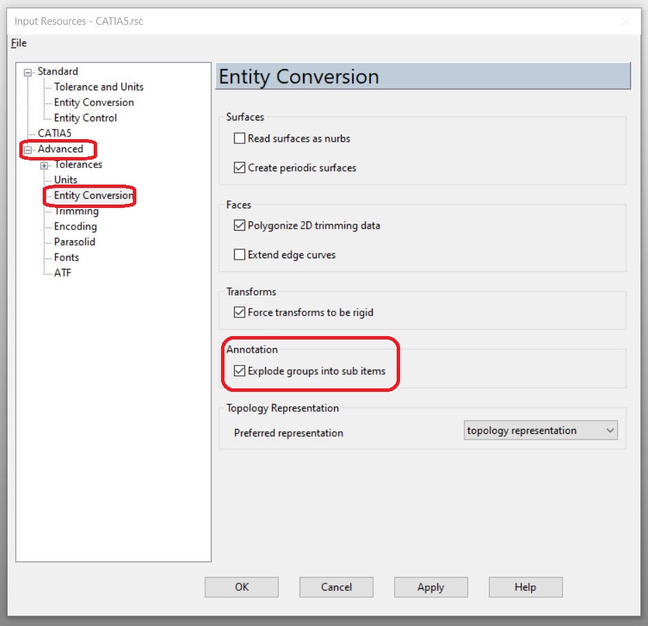 Some of the 2D Text geometries are missing when importing Catia file in PowerShape
