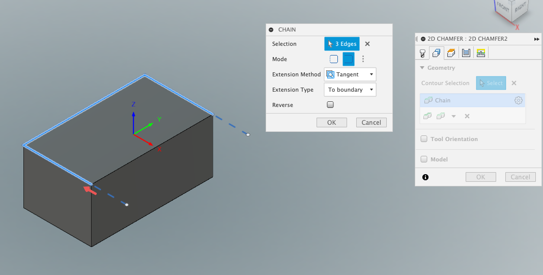 How to extend a 2D toolpath in Fusion 360