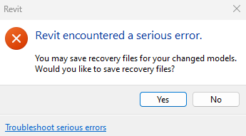 "Revit encountered a serious error" while working on a specific model ...