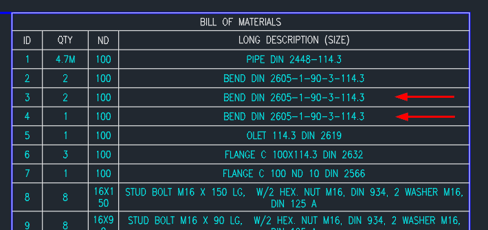 Elbow Suffix "cutback to..." not showing in the isometric BOM of ...