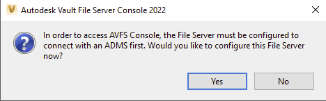 "In order to access AVFS Console, the File server must be configured to connect with an ADMS ...