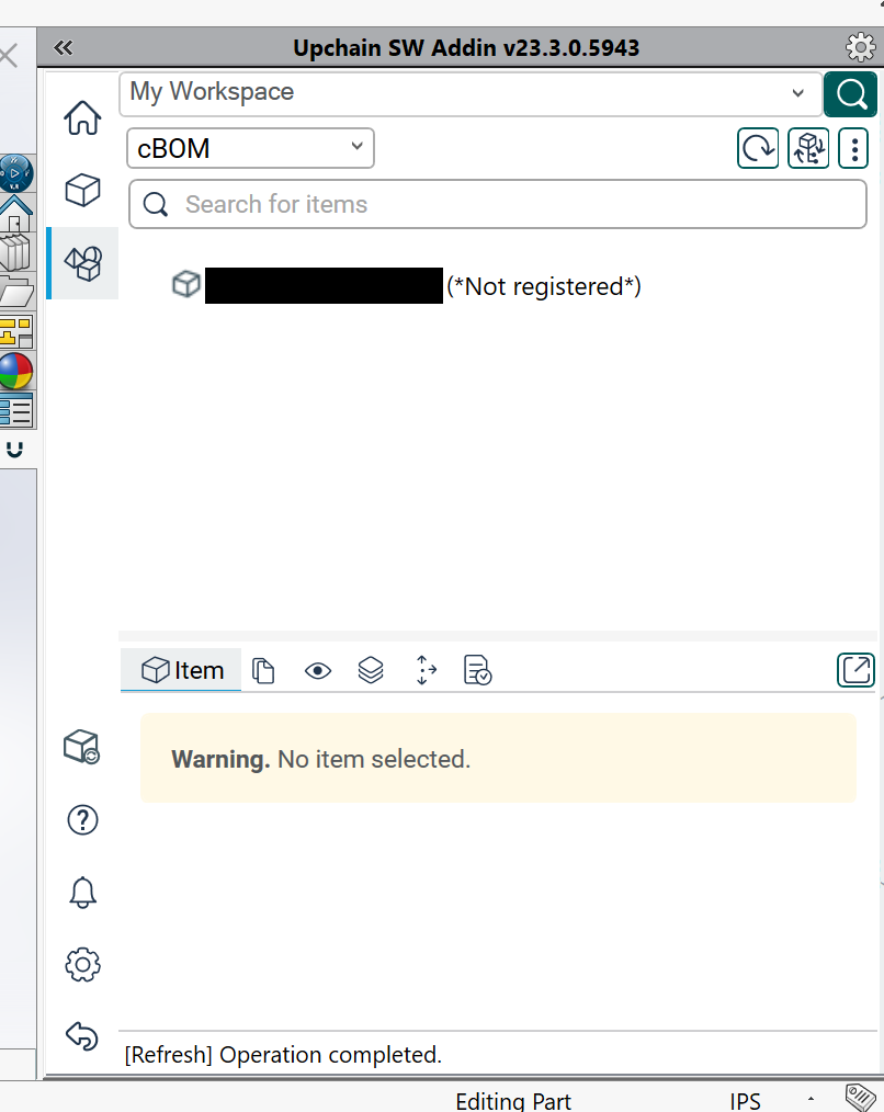 Previously created items are showing as "*Not registered*" in Upchain.