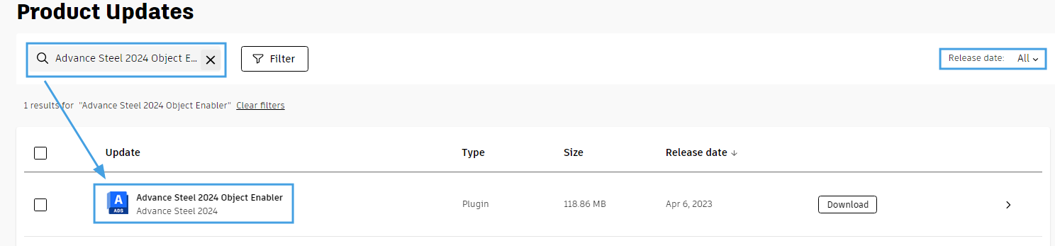 Finding latest Advance Steel Object Enabler for download and install ...