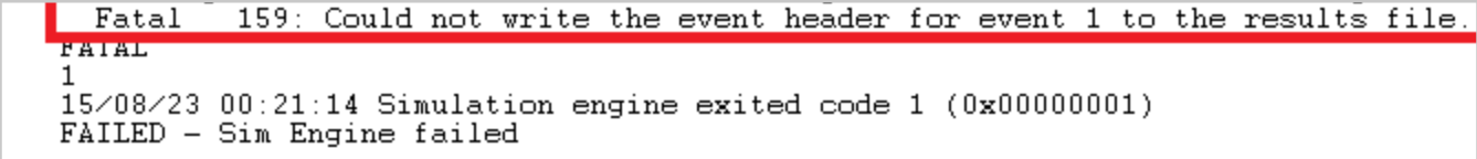 Sim Engine Failed Error Fatal 159 Could Not Write The Event Header For