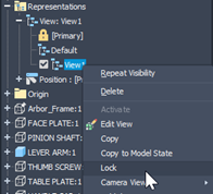 Locked design view shows other components in Inventor