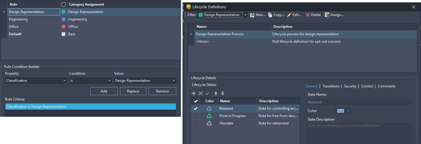 Into what category and lifecycle are PDF, DXF and STP files set by Job ...