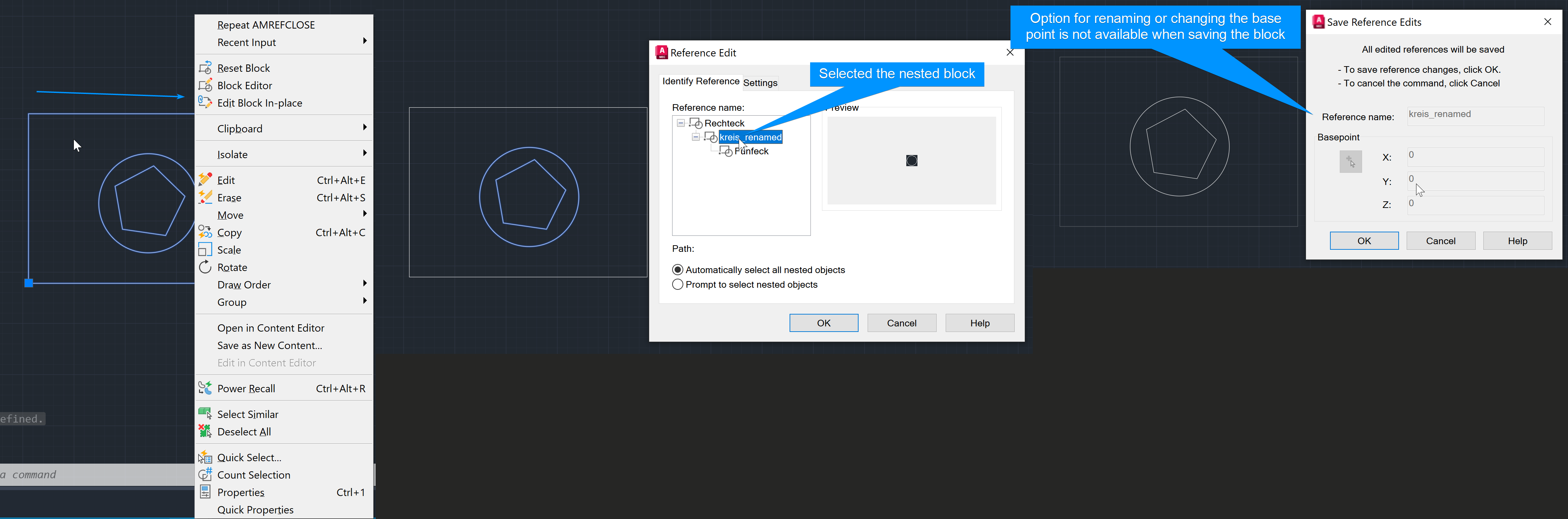 Edit Nested Block In place And Rename In AutoCAD Mechanical