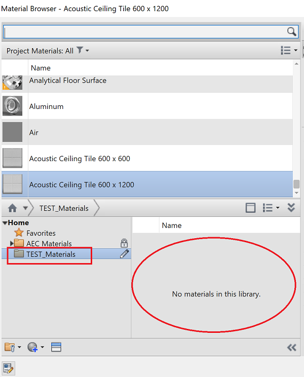 When opening a shared material library on a new computer the library is empty in Revit