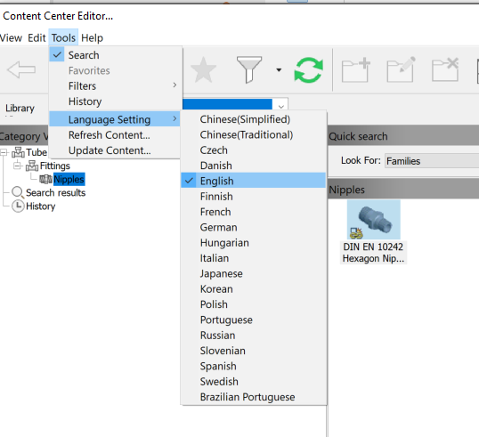 The Family in Custom Content Center Library of Inventor can be named ...