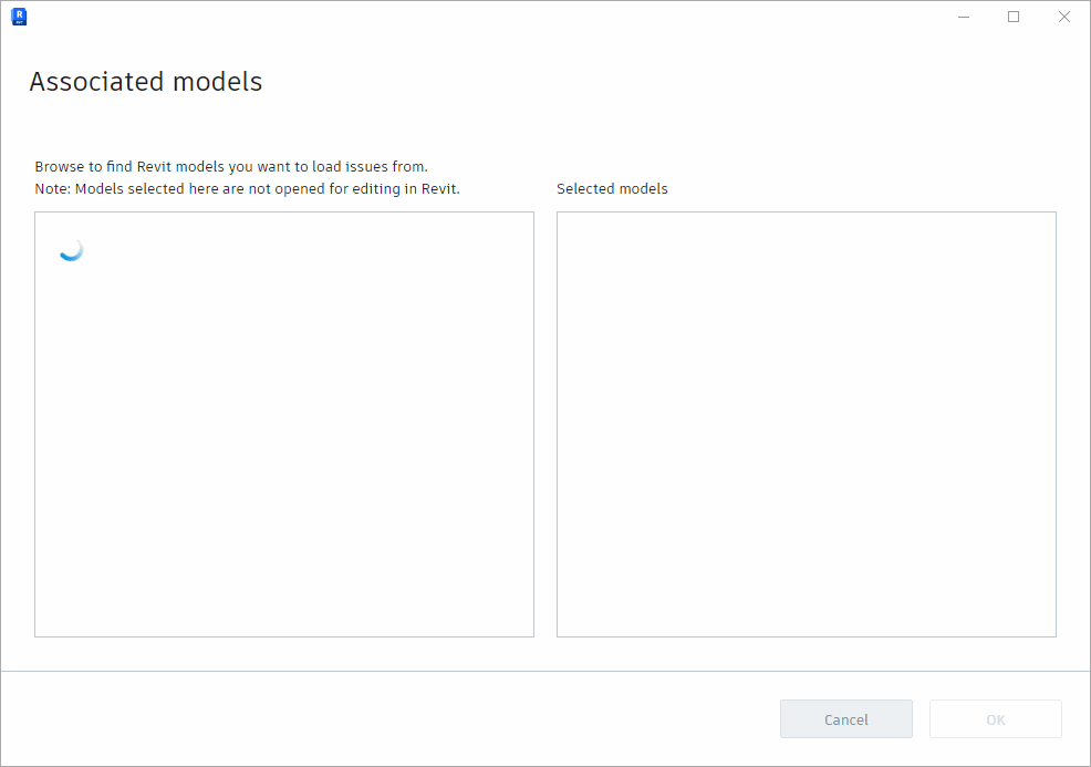 "Couldn't find corresponding published model in Issues add-in [...]" or a loading circle appear ...