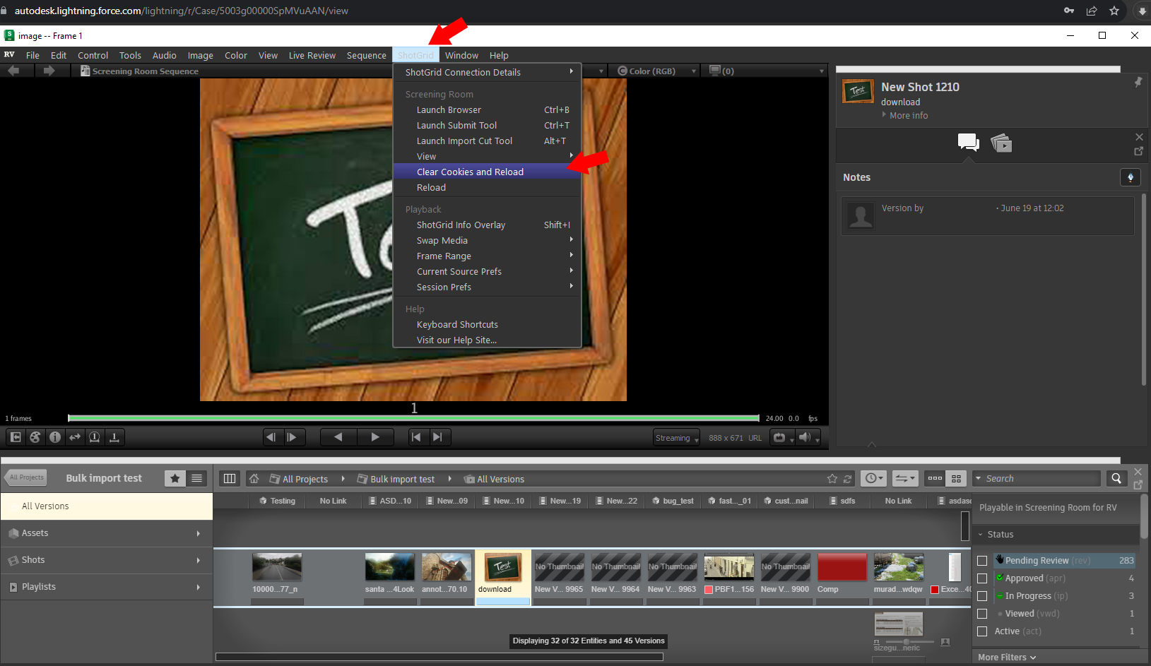 Expired credentials in ShotGrid RV