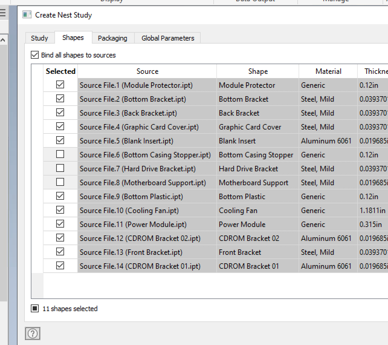 Exclude/delete from Nesting Properties not available in Inventor