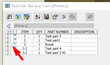 How to see the sub levels of a sub assembly in the structured parts list of Inventor drawing?