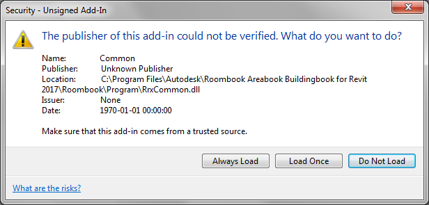 The code signing window always appears when launching Revit