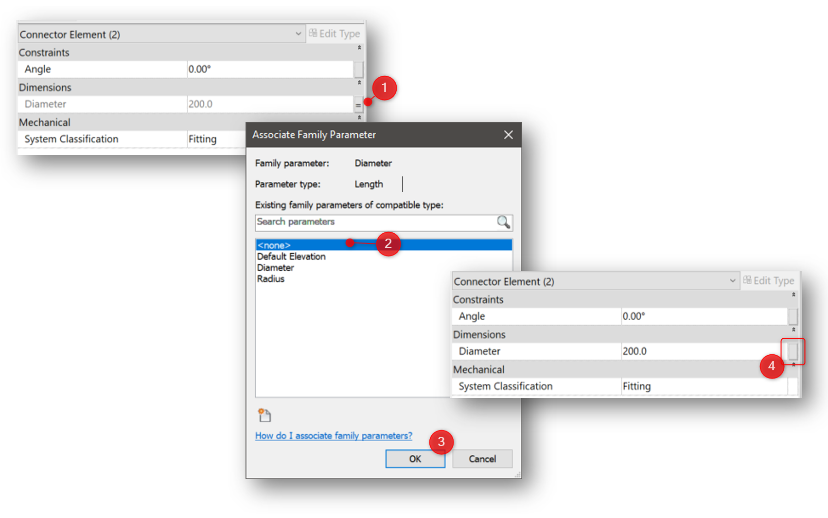 Unable to change nominal diameter connector size in canvas in Revit