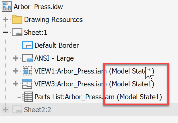 Opening a drawing with model state reference leads to a crash in Inventor