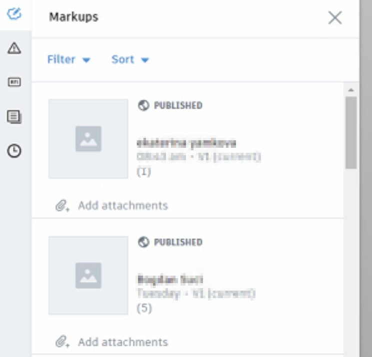 Markups have gray thumbnail or do not appear in the viewer in BIM 360 or ACC