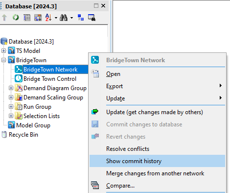 How to produce a version of the Network/Control without the commit history in InfoWorks WS Pro