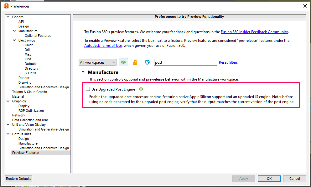 Blank warning in NC Programs when posting from a Mac in Fusion 360