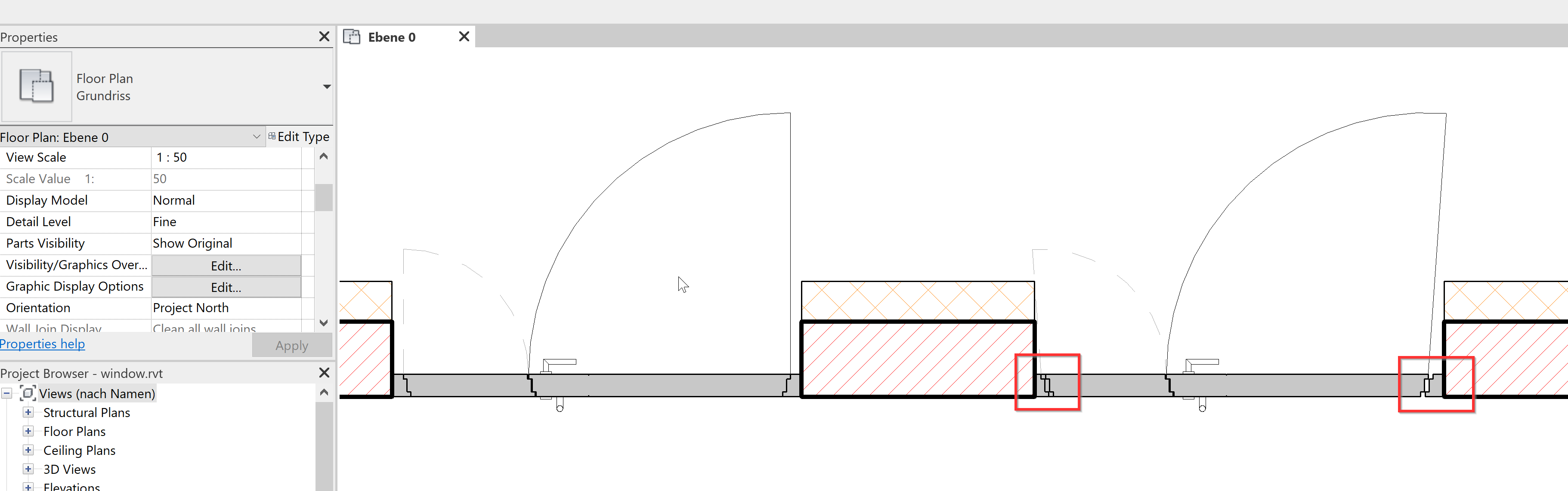 TU DF 2 - Haustüre.rfa：在 Revit 中将门洞口角度更改为大于 90 度时，显示的门轮廓不正确