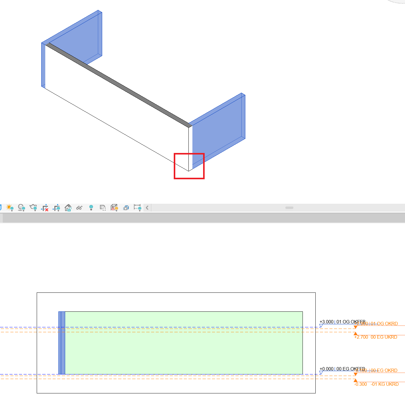 Section through edge walls do not show the wall structure in Revit