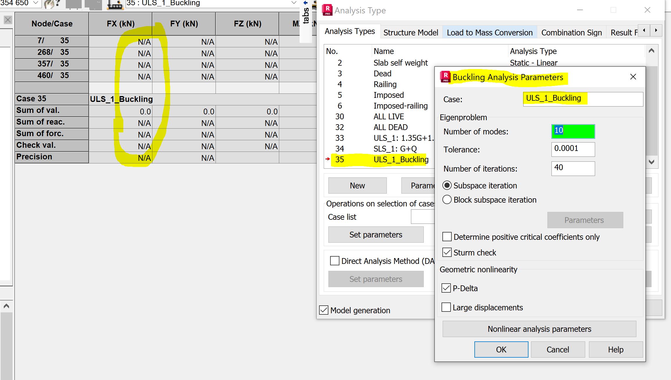 Results not available in tables for buckling load case in Robot Structural Analysis