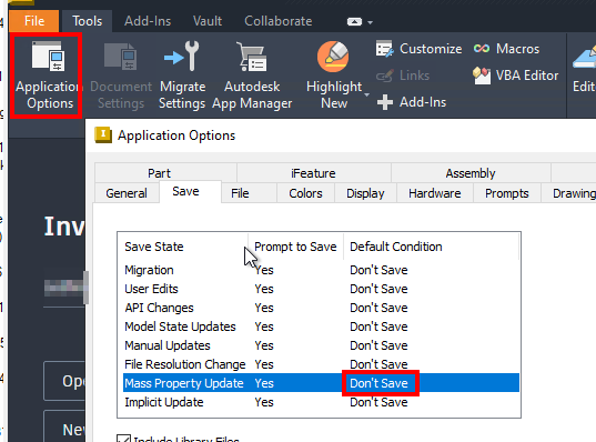 Inventor sometimes saves the file upon opening while being logged into Vault