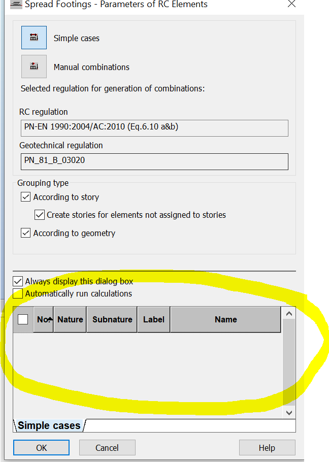 Simple load cases not available while reactions export to Concrete footing provided ...
